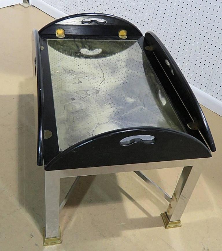 Brass and Steel Signed Maison Jansen Butler's Coffee Table at 1stDibs