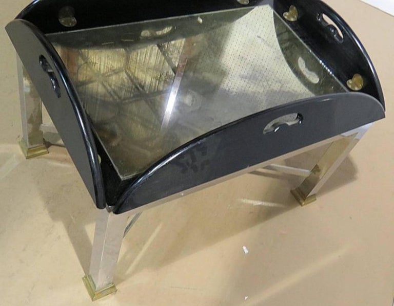 Brass and Steel Signed Maison Jansen Butler's Coffee Table at 1stDibs