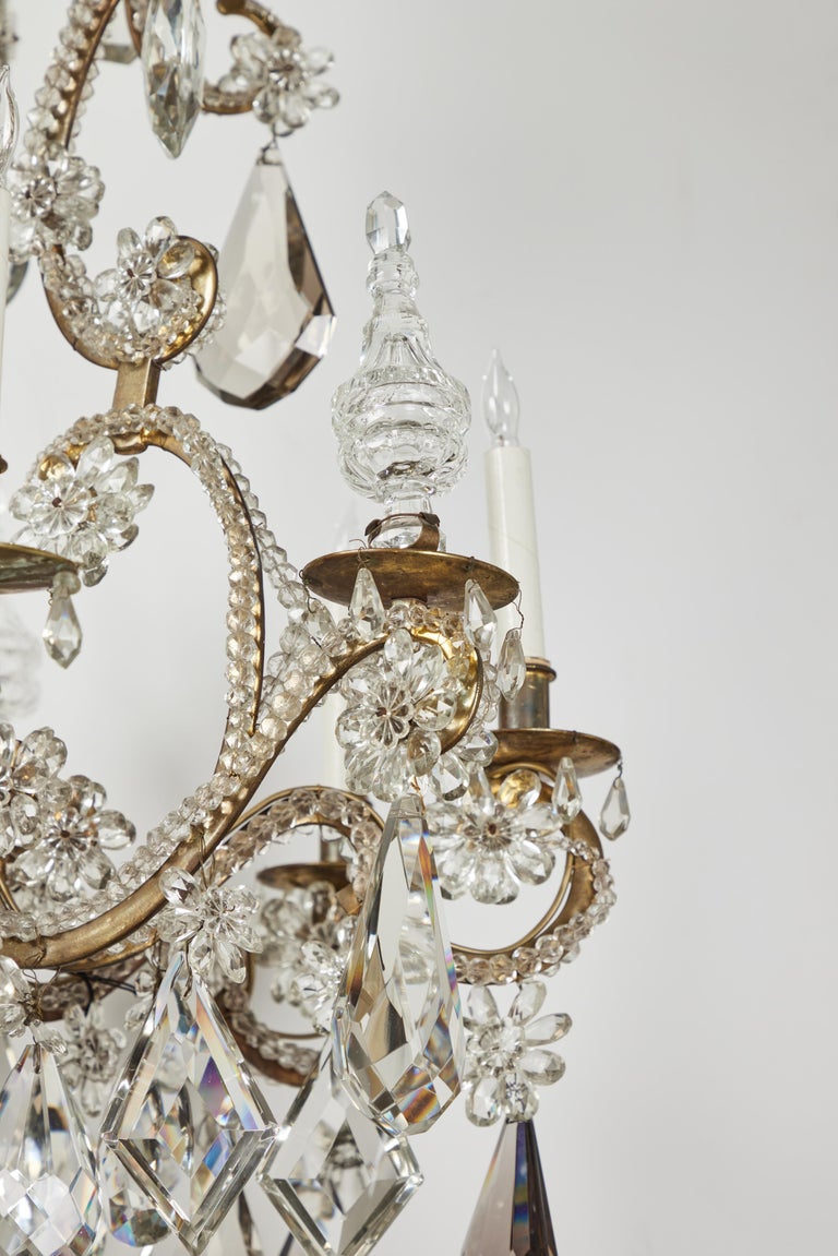 Maison Jansen Crystal and Smokey Quartz Chandelier For Sale at 1stDibs
