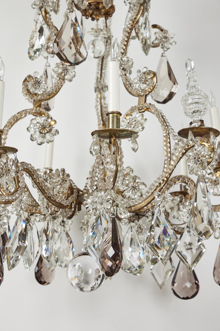 Maison Jansen Crystal and Smokey Quartz Chandelier For Sale at 1stDibs