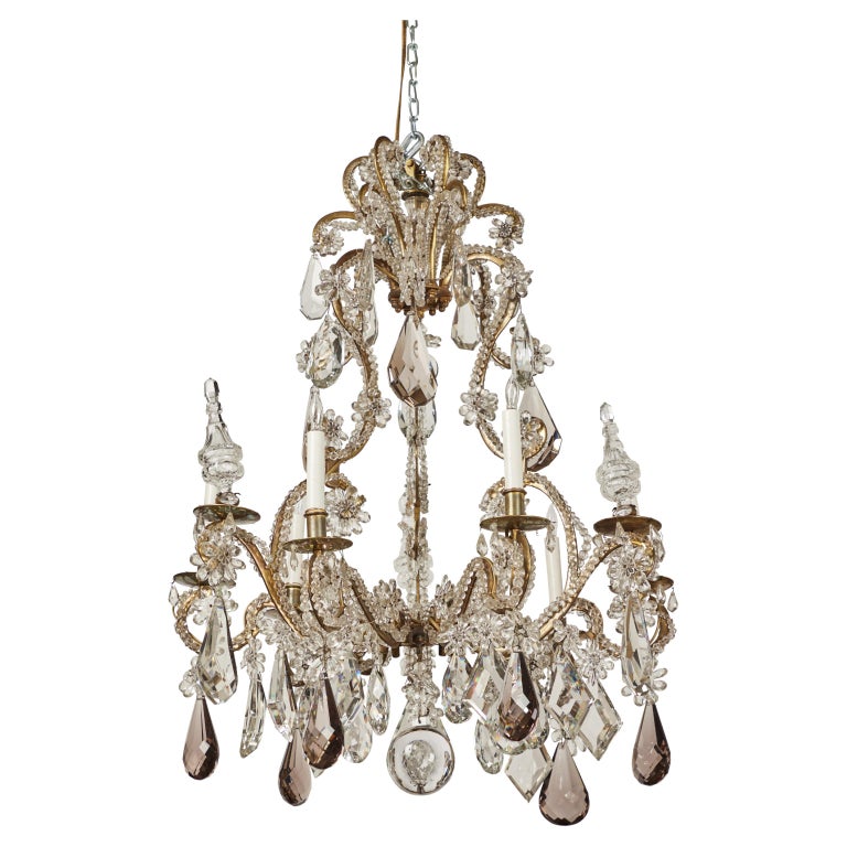 Maison Jansen Crystal and Smokey Quartz Chandelier For Sale at 1stDibs