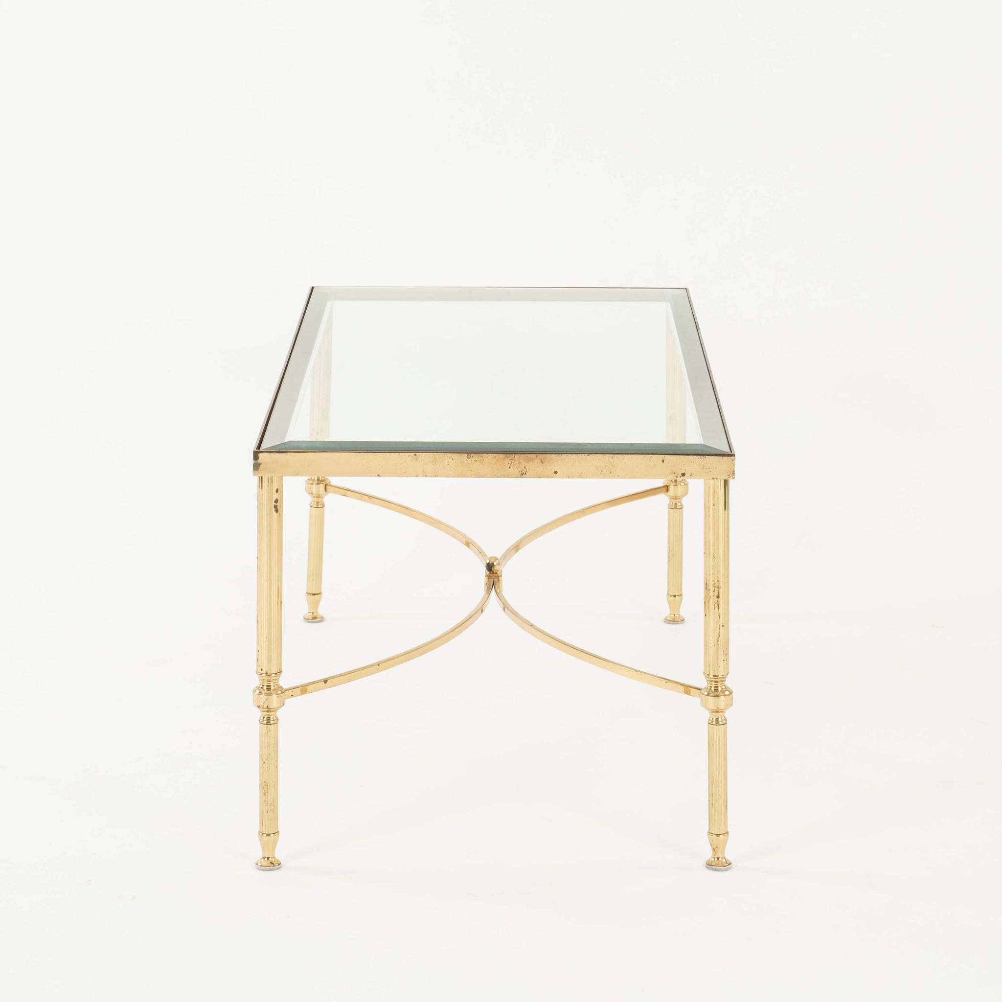 Maison Jansen Glass Brass Cocktail Table at 1stDibs