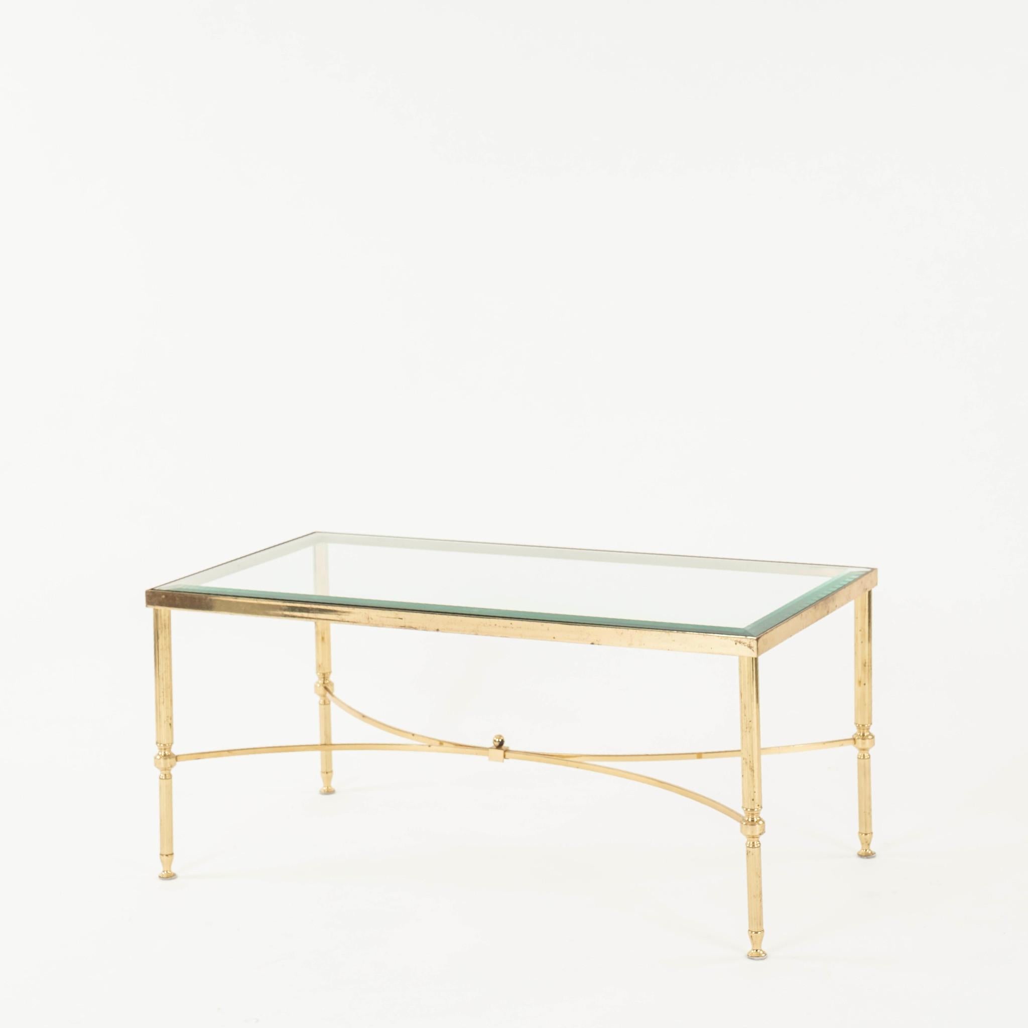 Maison Jansen Glass Brass Cocktail Table at 1stDibs