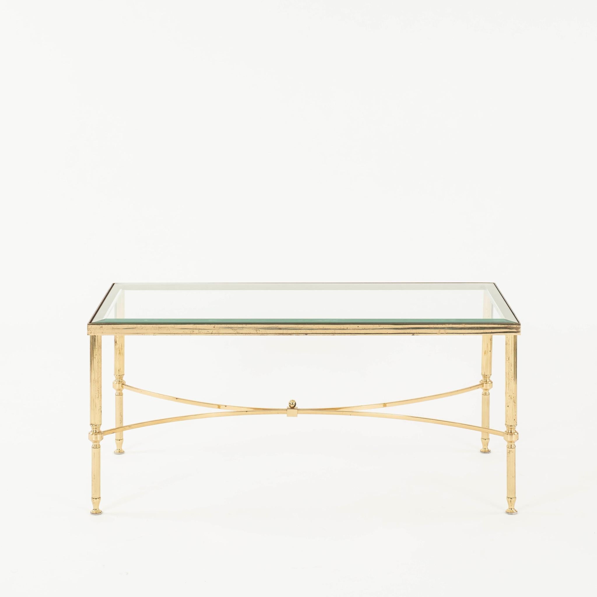 Maison Jansen Glass Brass Cocktail Table at 1stDibs