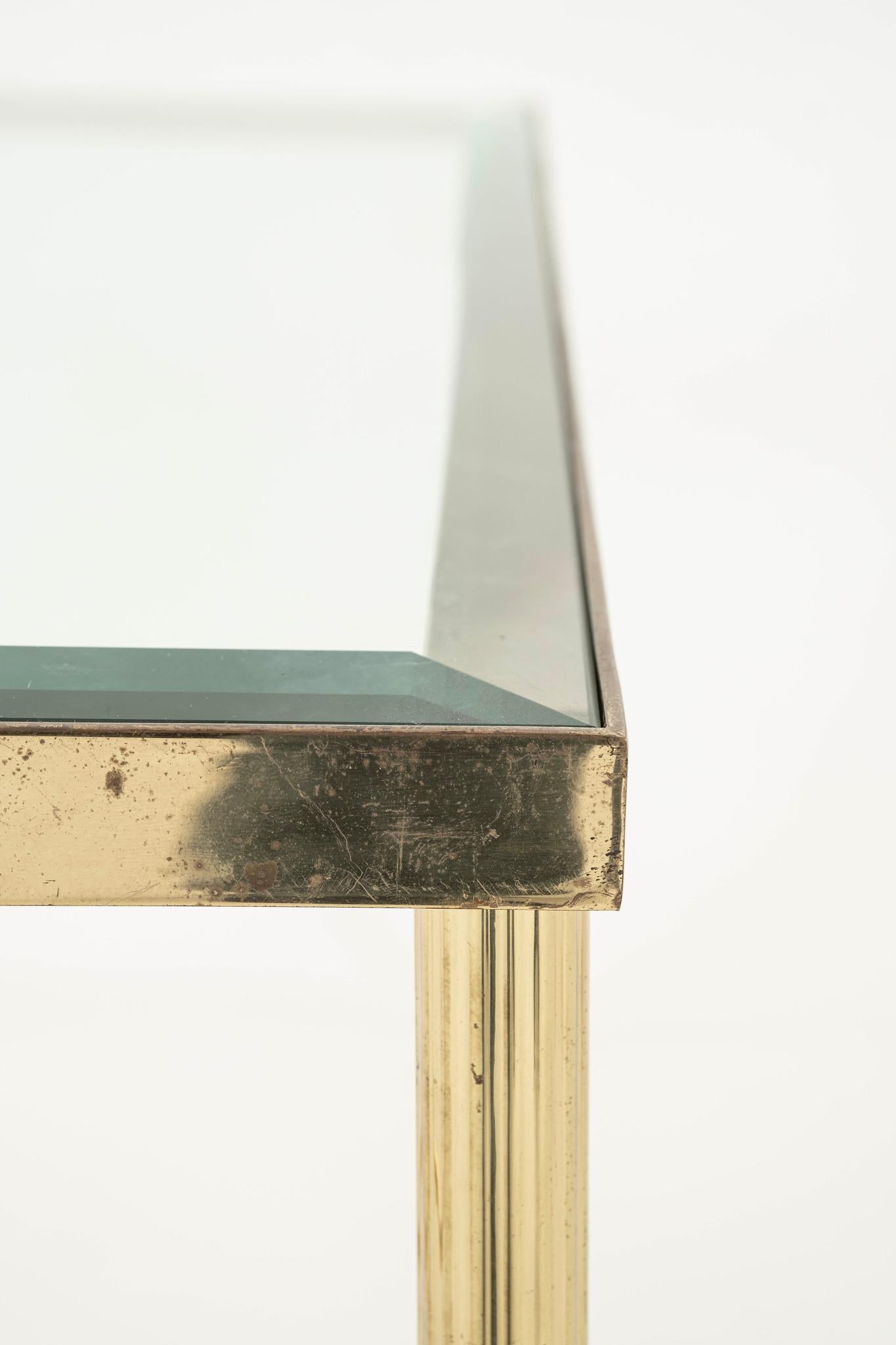 Maison Jansen Glass Brass Cocktail Table at 1stDibs