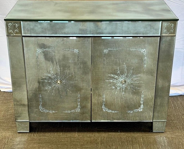 Maison Jansen Mirrored Cabinet, Commode, Verre Eglomise, Mid Century ...