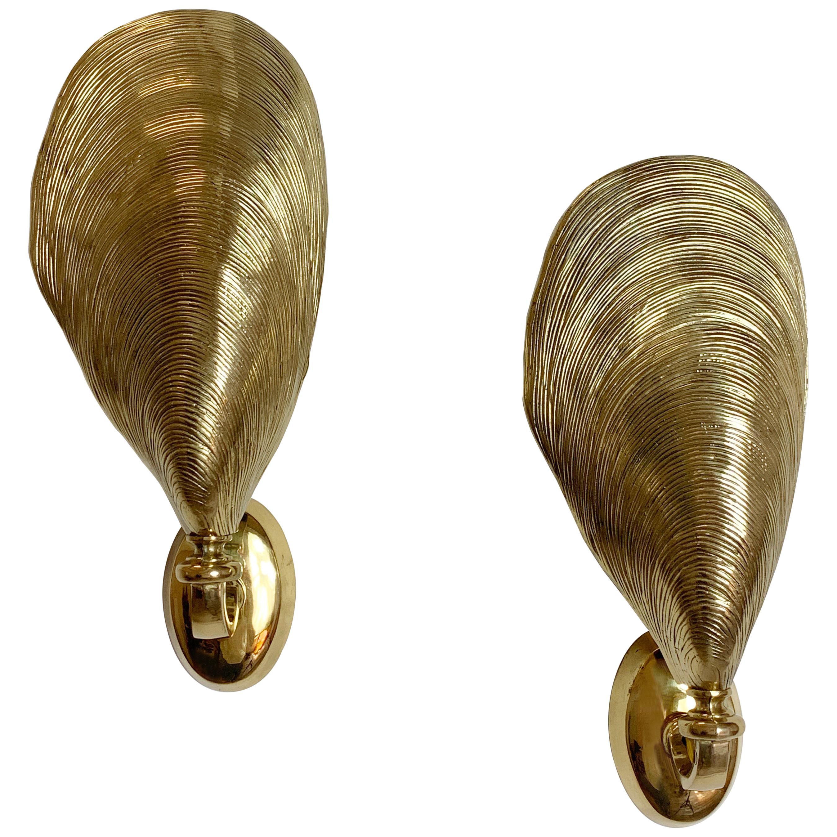 Maison Jansen Mussel Shell Wall Sconces, 1970s at 1stDibs