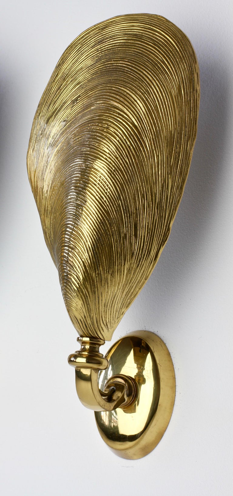 Maison Jansen Pair of Midcentury Bronze Mussel Shell Wall Lights or ...