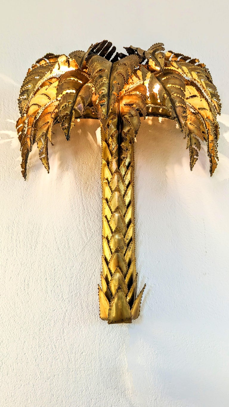 Maison Jansen Palm Tree Wall Lamp, France, 1970s For Sale at 1stDibs