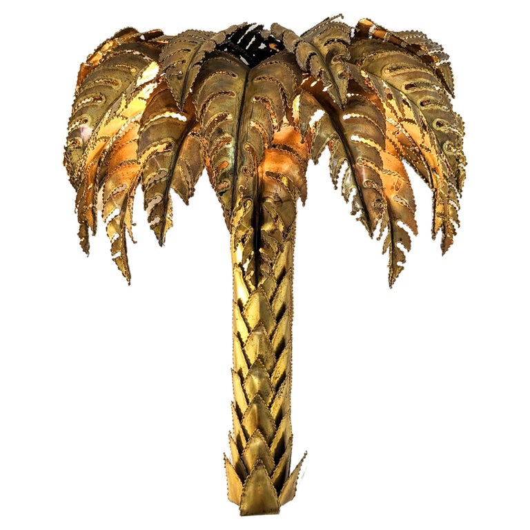 Maison Jansen Palm Tree Wall Lamp, France, 1970s For Sale at 1stDibs
