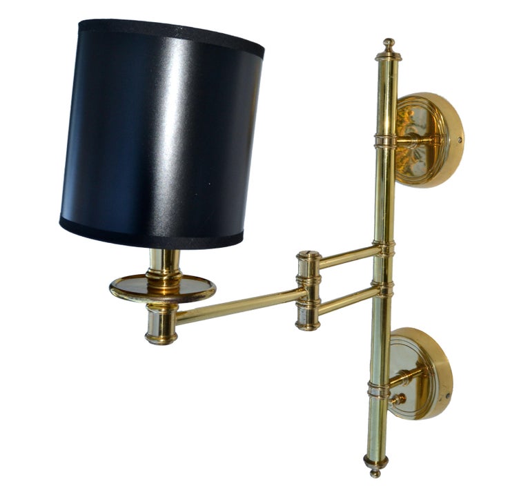 Maison Jansen Style Brass Retractable Sconce Wall Light Black and Gold ...