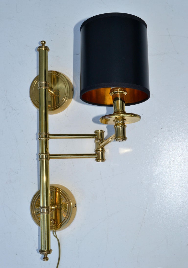 Maison Jansen Style Brass Retractable Sconce Wall Light Black and Gold ...