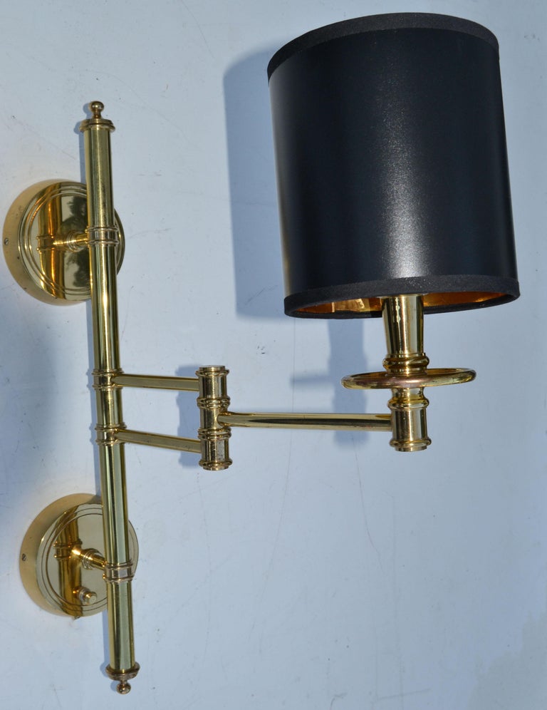 Maison Jansen Style Brass Retractable Sconce Wall Light Black and Gold ...