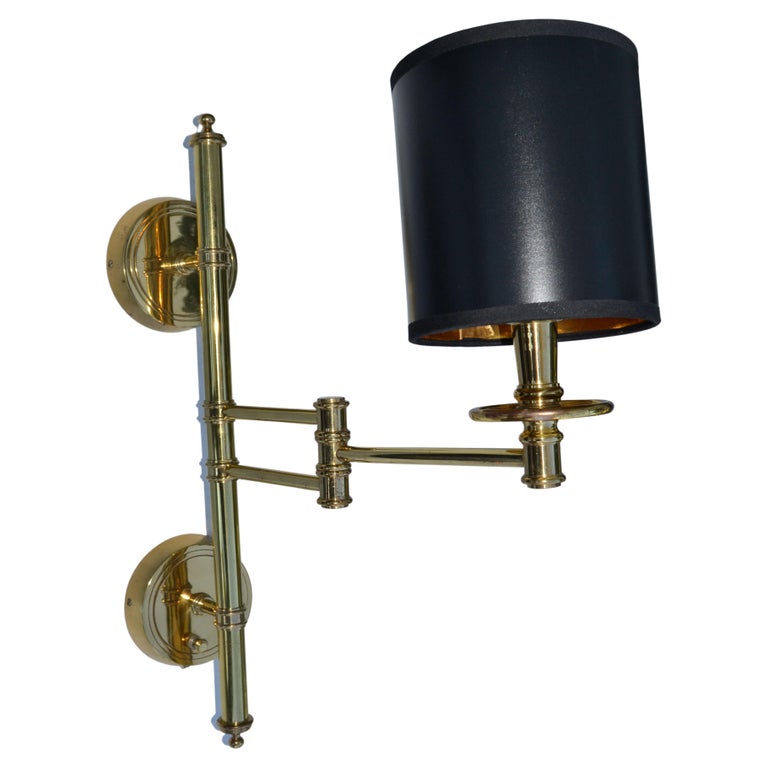 Maison Jansen Style Brass Retractable Sconce Wall Light Black and Gold ...