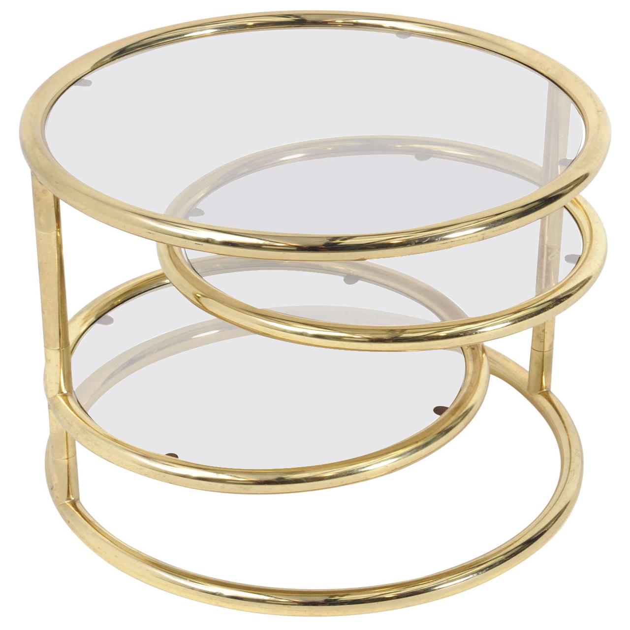 Maison Jansen Style Circular Multi-Functional 3-Top Coffee Table For ...