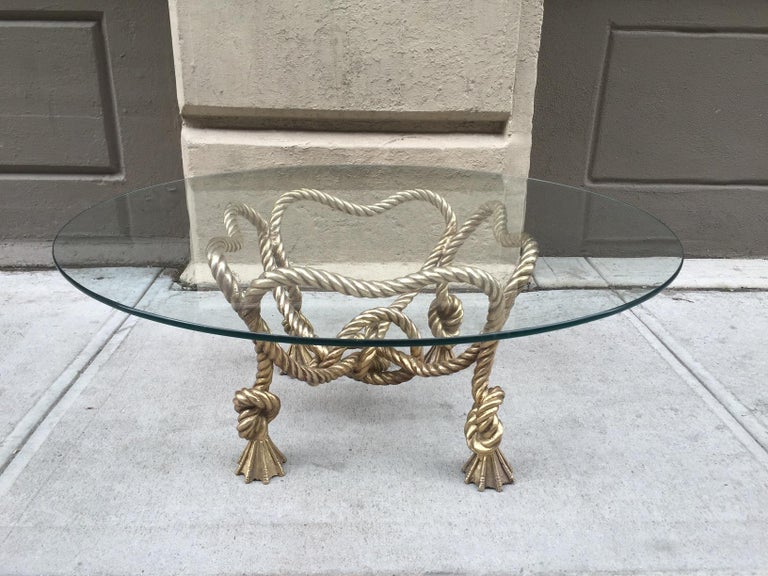 Maison Jansen Style French Bronze Rope Coffee Table For Sale at 1stDibs