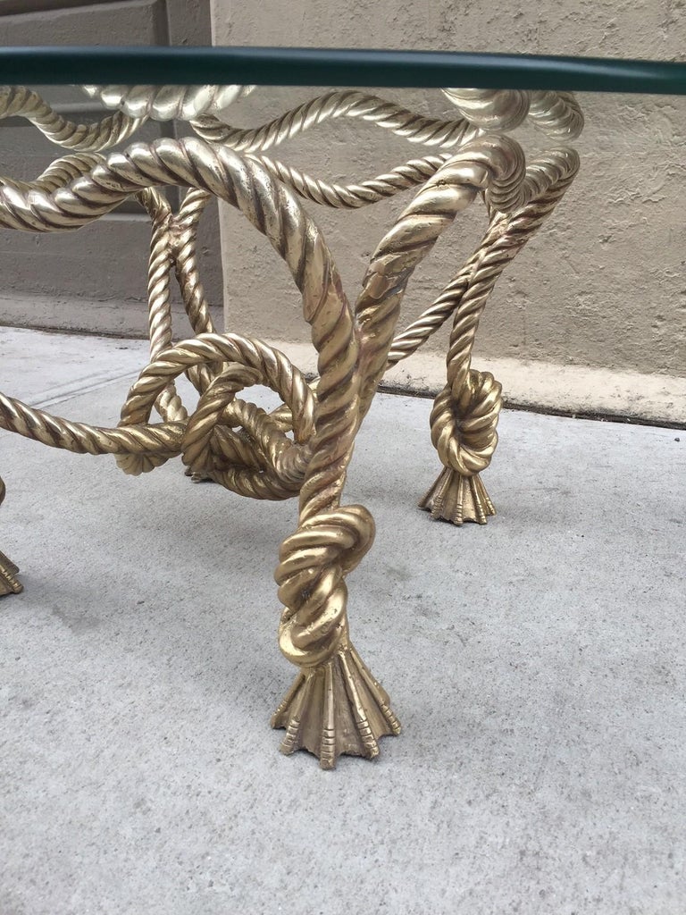 Maison Jansen Style French Bronze Rope Coffee Table For Sale at 1stDibs