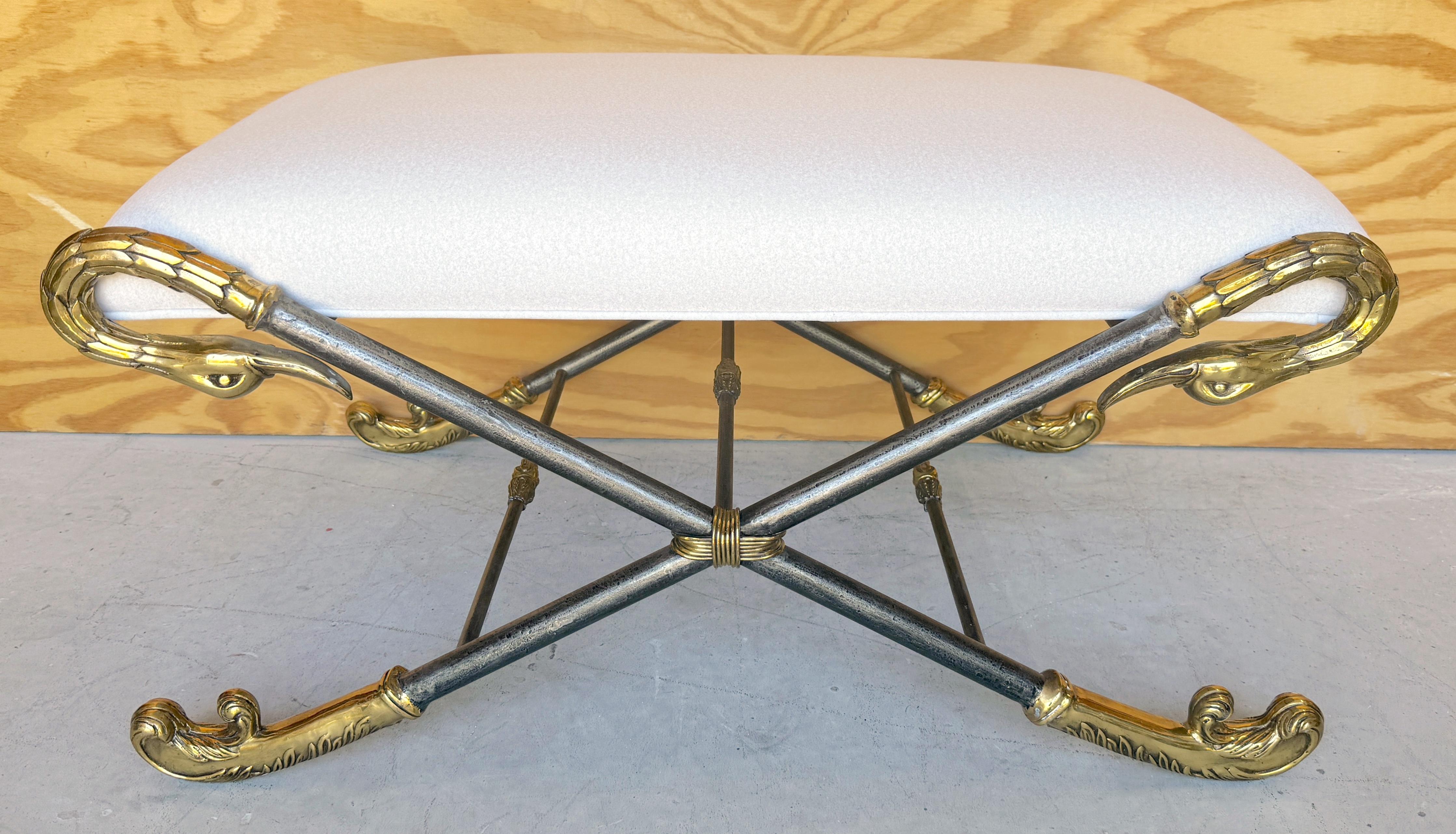 Maison Jansen Style Neoclassical Brass and Iron Curule Bench For Sale ...