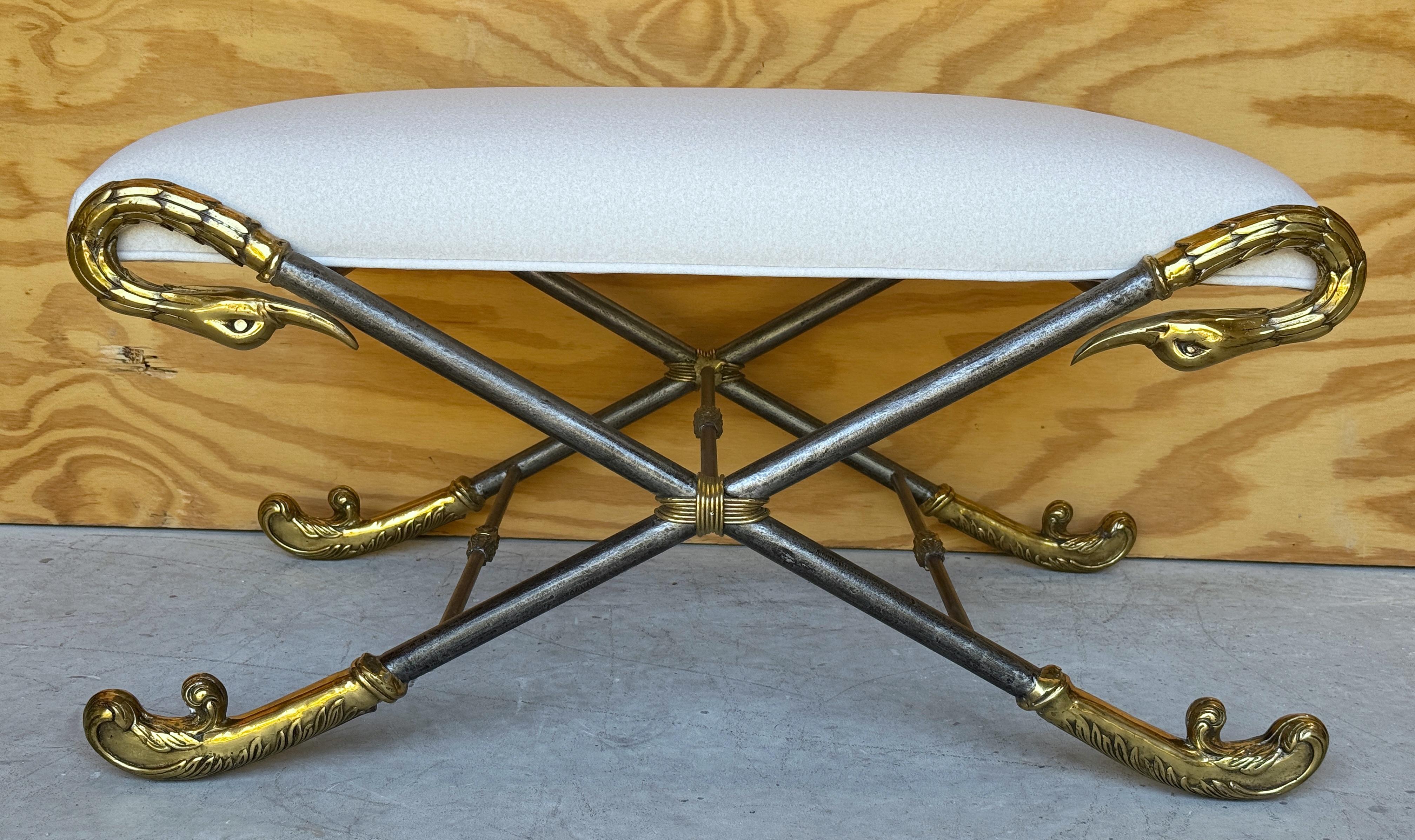 Maison Jansen Style Neoclassical Brass and Iron Curule Bench For Sale ...