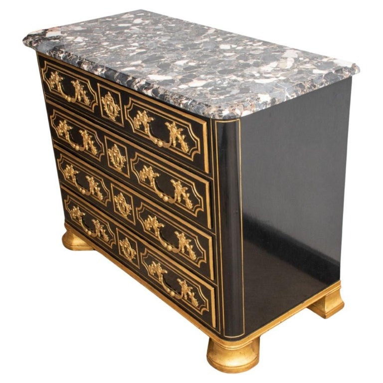 Maison Jansen Style Regence Taste Ebonized Commode For Sale at 1stDibs