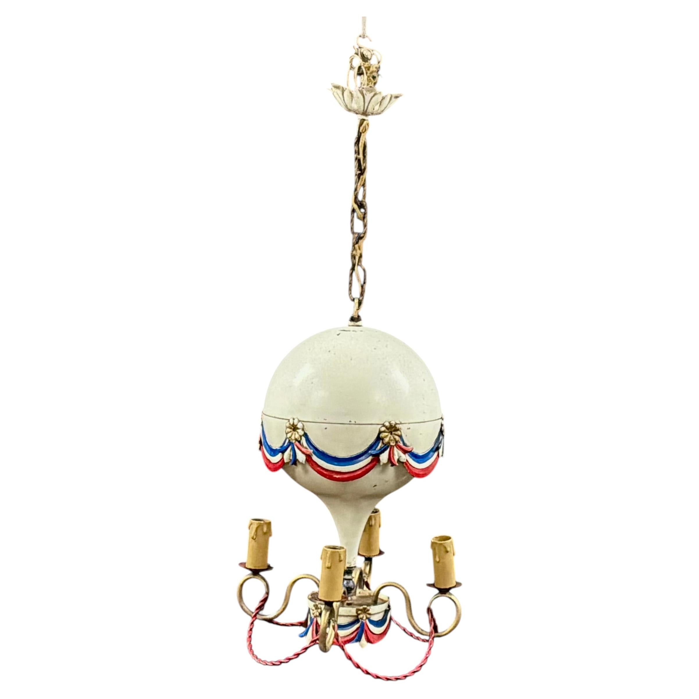 Maison Jansen Toleware Hot Air Balloon Chandelier, Mid Century French ...