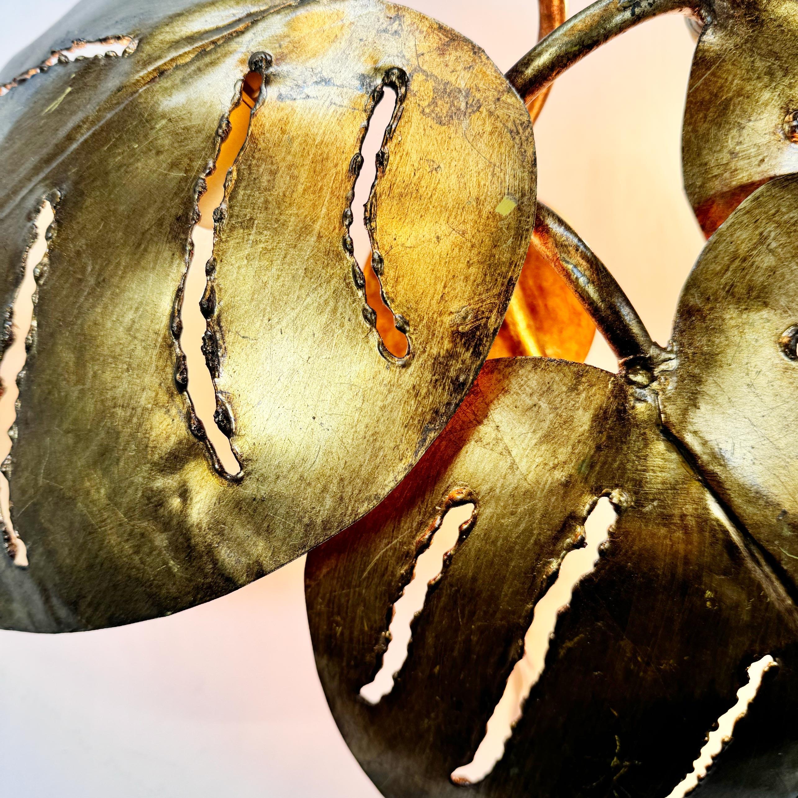 Maison Jansen Triple Monstera Leaf Flush Light 1970's For Sale at 1stDibs