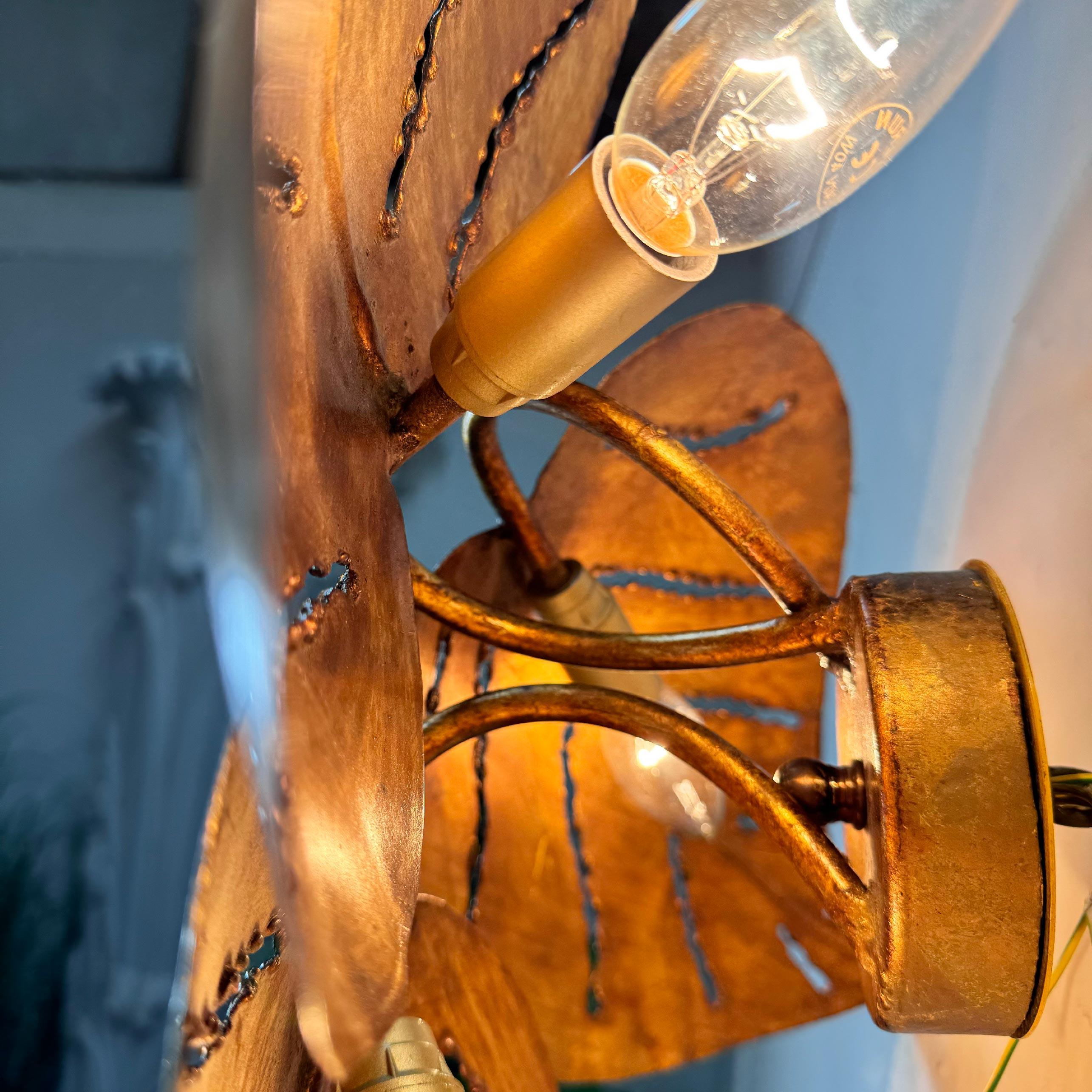 Maison Jansen Triple Monstera Leaf Flush Light 1970's For Sale at 1stDibs