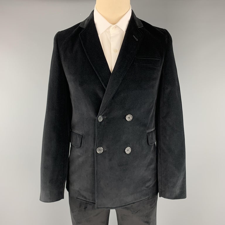 MAISON KITSUNE Size 36 Black Cotton Velvet Double Breasted Suit at ...