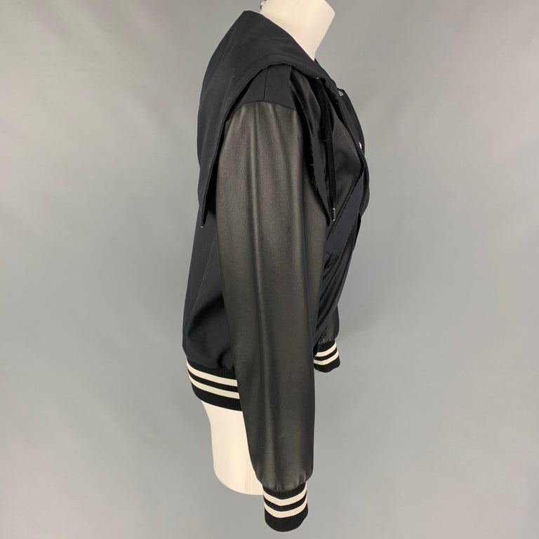 MAISON MARGIELA 2018 Size 2 Black White Polyester Blend Cut Out Jacket ...
