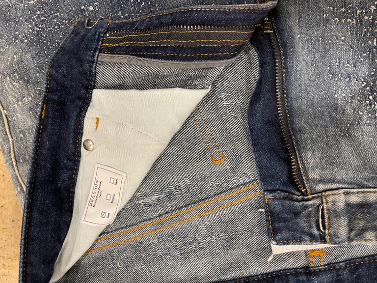 Maison Margiela SS15 Pilled Distressed Denim Blue Jeans For Sale at 1stDibs