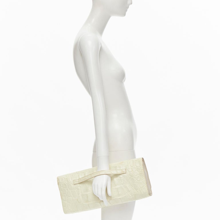 MAISON MARGIELA VIntage off white mock croc leather oversized flap ...