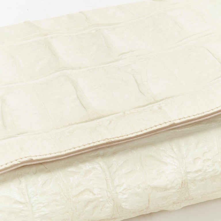 MAISON MARGIELA VIntage off white mock croc leather oversized flap ...