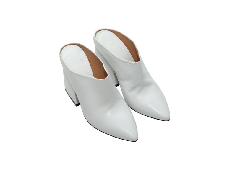 Maison Margiela White Pointed-Toe Leather Mules For Sale at 1stDibs ...