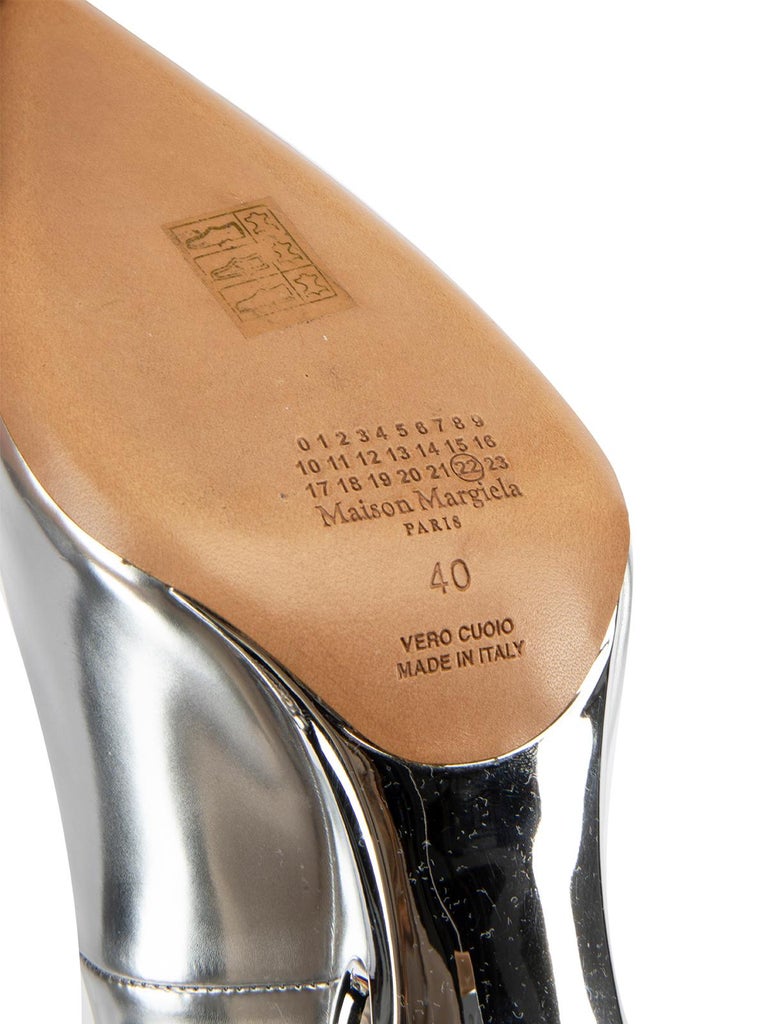 Maison Margiela Women's Chrome Silver Cut Out Heels For Sale at 1stDibs