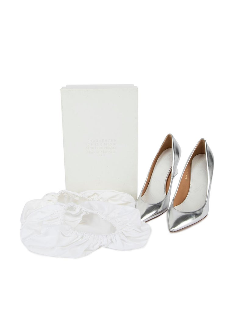 Maison Margiela Women's Chrome Silver Cut Out Heels For Sale at 1stDibs