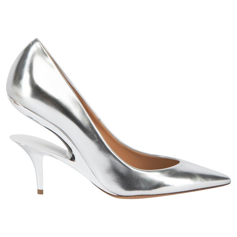 Maison Margiela Women's Chrome Silver Cut Out Heels For Sale at 1stDibs