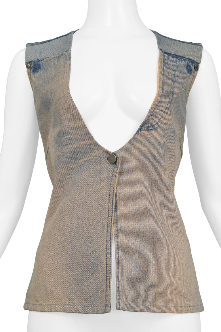 Maison Martin Margiela Bleach Wash Denim Vest For Sale at 1stDibs