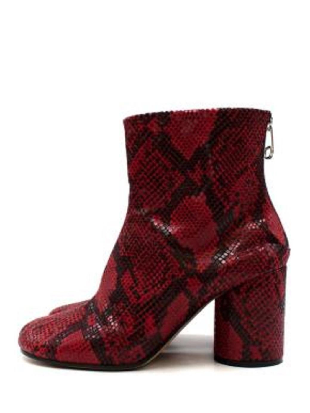 Maison Martin Margiela Red Snakeskin Print Ankle Boots For Sale at ...