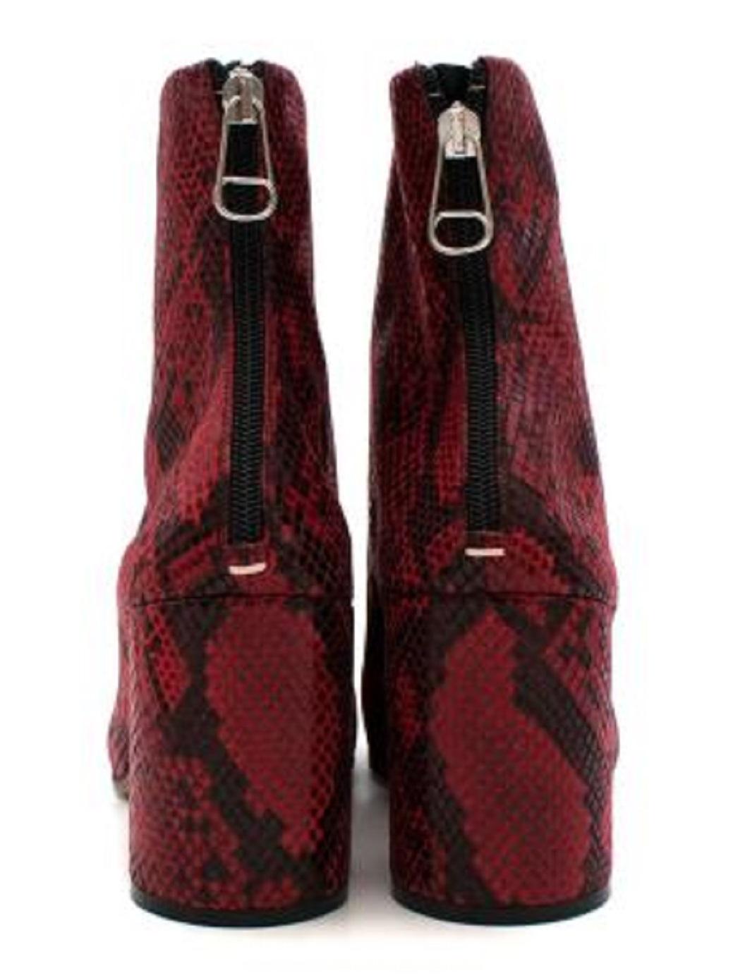 Maison Martin Margiela Red Snakeskin Print Ankle Boots For Sale at ...