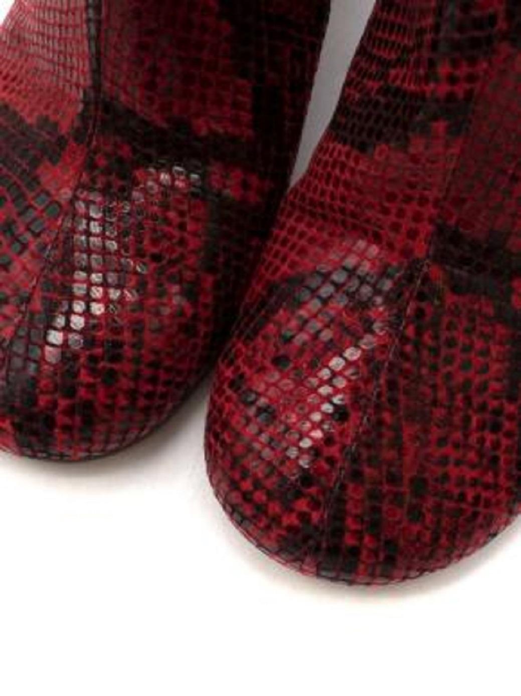 Maison Martin Margiela Red Snakeskin Print Ankle Boots For Sale at ...