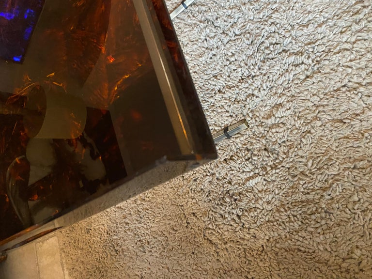 Maison Mercier Paris folding table in tortoise shell lucite and brass ...