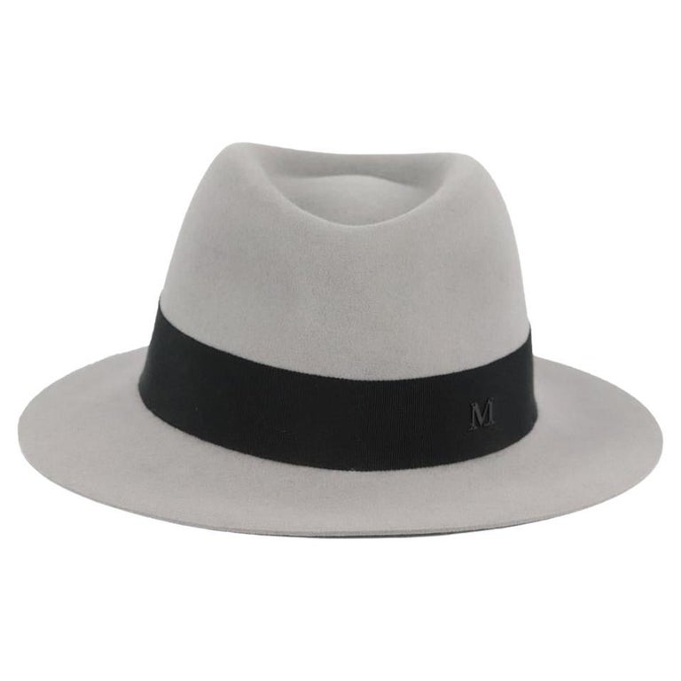 Maison Michel Grosgrain Trimmed Wool Felt Fedora Large For Sale at 1stDibs