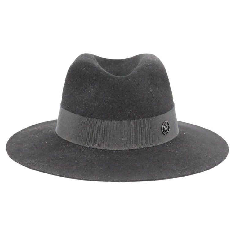 Maison Michel Grosgrain Trimmed Wool Felt Fedora Small For Sale at 1stDibs