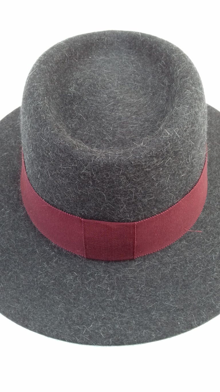 MAISON MICHEL Paris Andre Fedora Felt Hat in Charcoal Grey Size M For ...