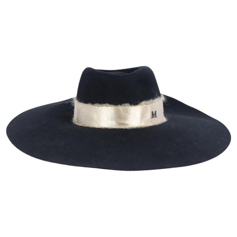 Maison Michel Satin Trimmed Wool Felt Fedora Medium For Sale at 1stDibs