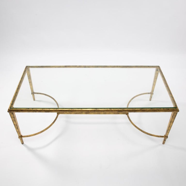 Maison Ramsay, France, Golden Iron and Glass Coffee or Cocktail Table ...