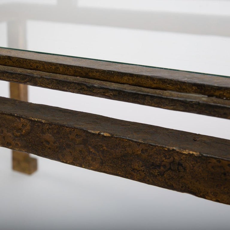 Maison Ramsay, France, Golden Iron and Glass Coffee or Cocktail Table ...