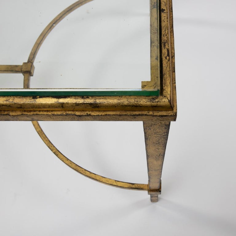 Maison Ramsay, France, Golden Iron and Glass Coffee or Cocktail Table ...