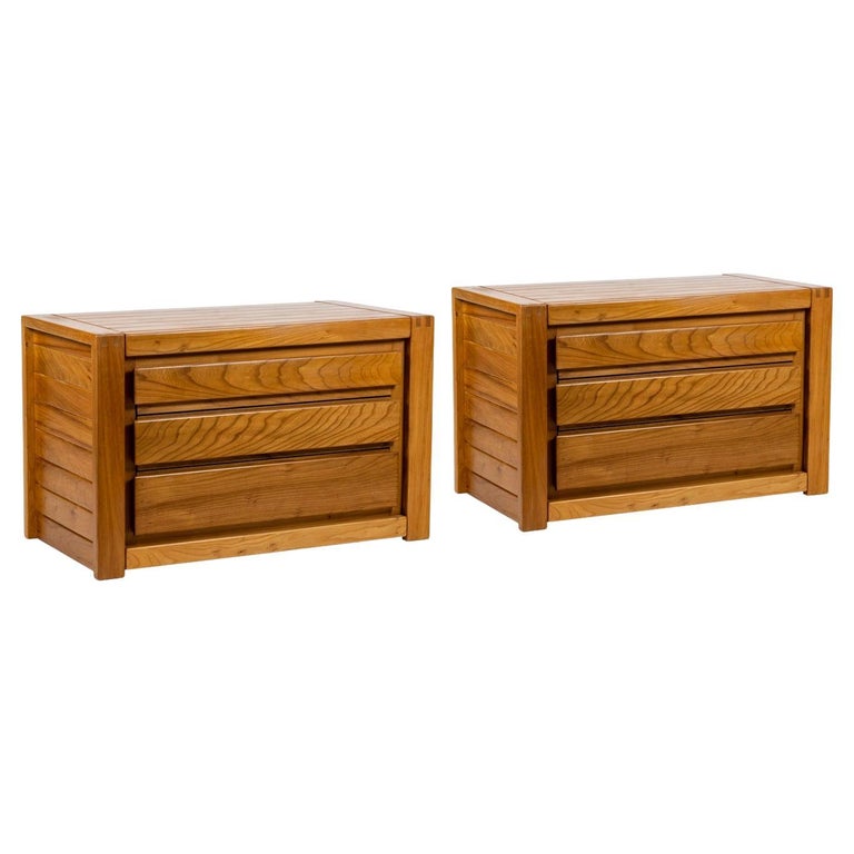 Maison Regain, Chest of Drawers in Elm, 1960’s For Sale at 1stDibs