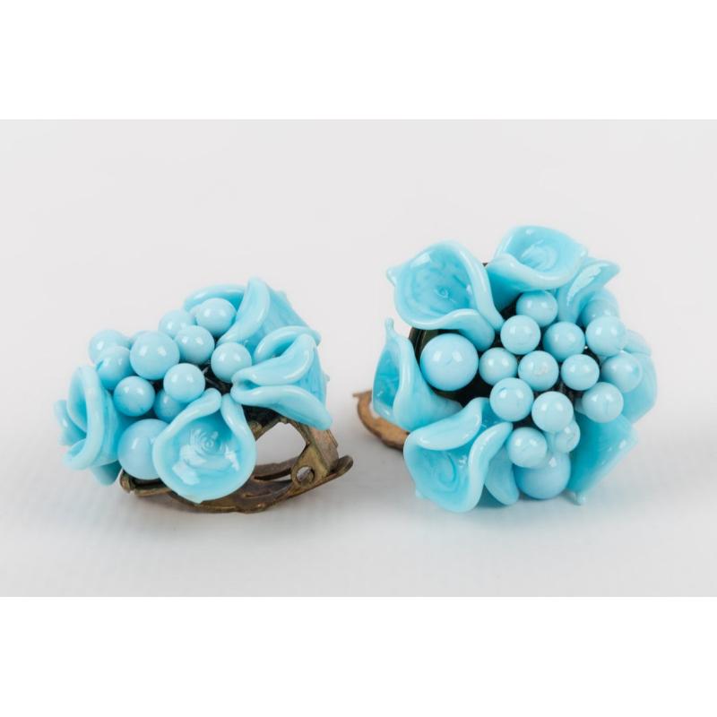 Maison Rousselet Light-Blue Glass Paste Earrings For Sale at 1stDibs